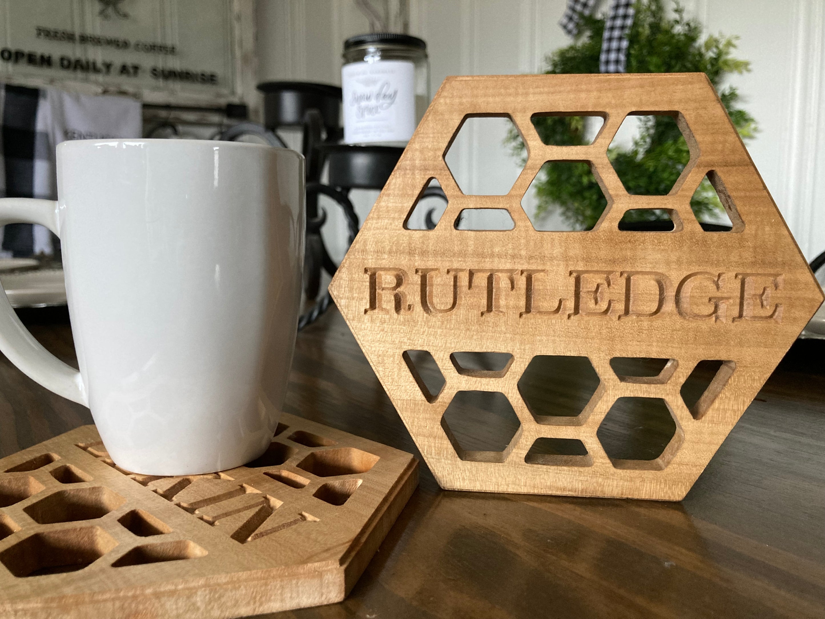 Personalized Honeycomb Trivet for Kitchen Decor & Unique Gift – Home ...