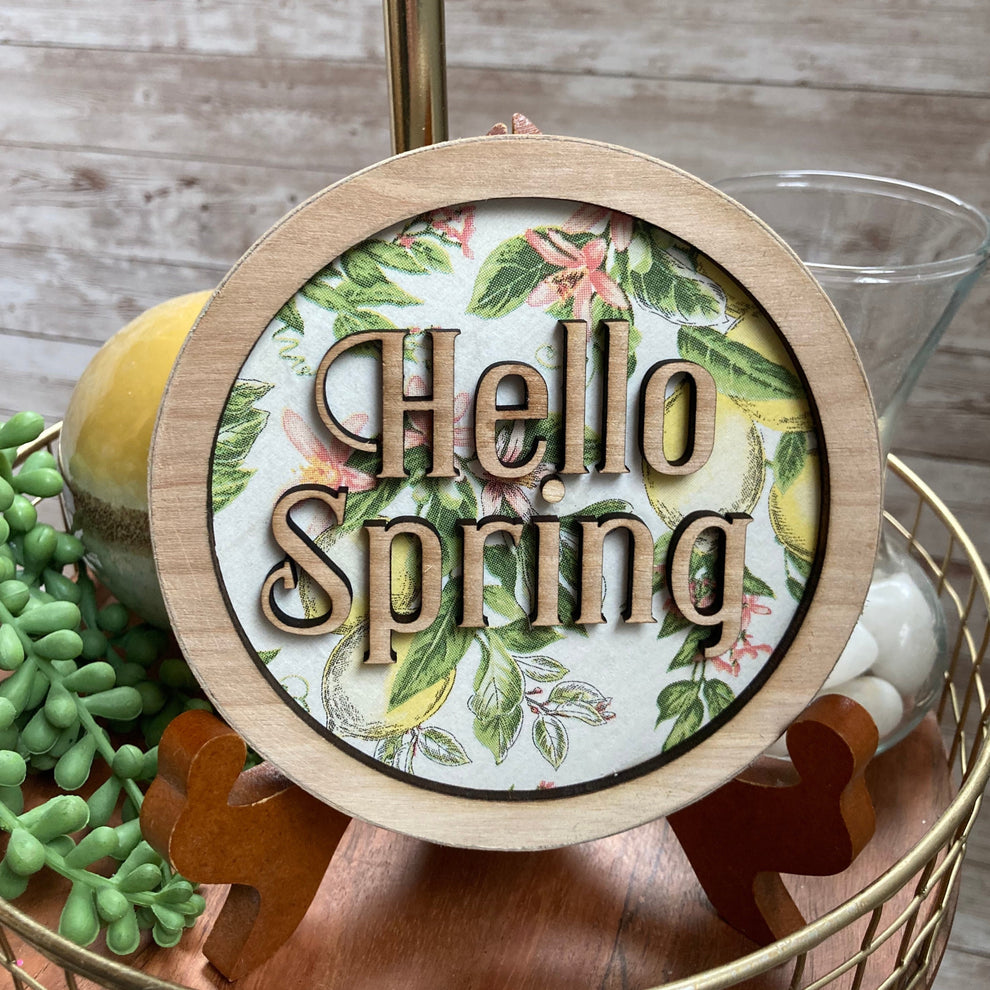 Small Round Hello Spring Wood Sign – Home Branded