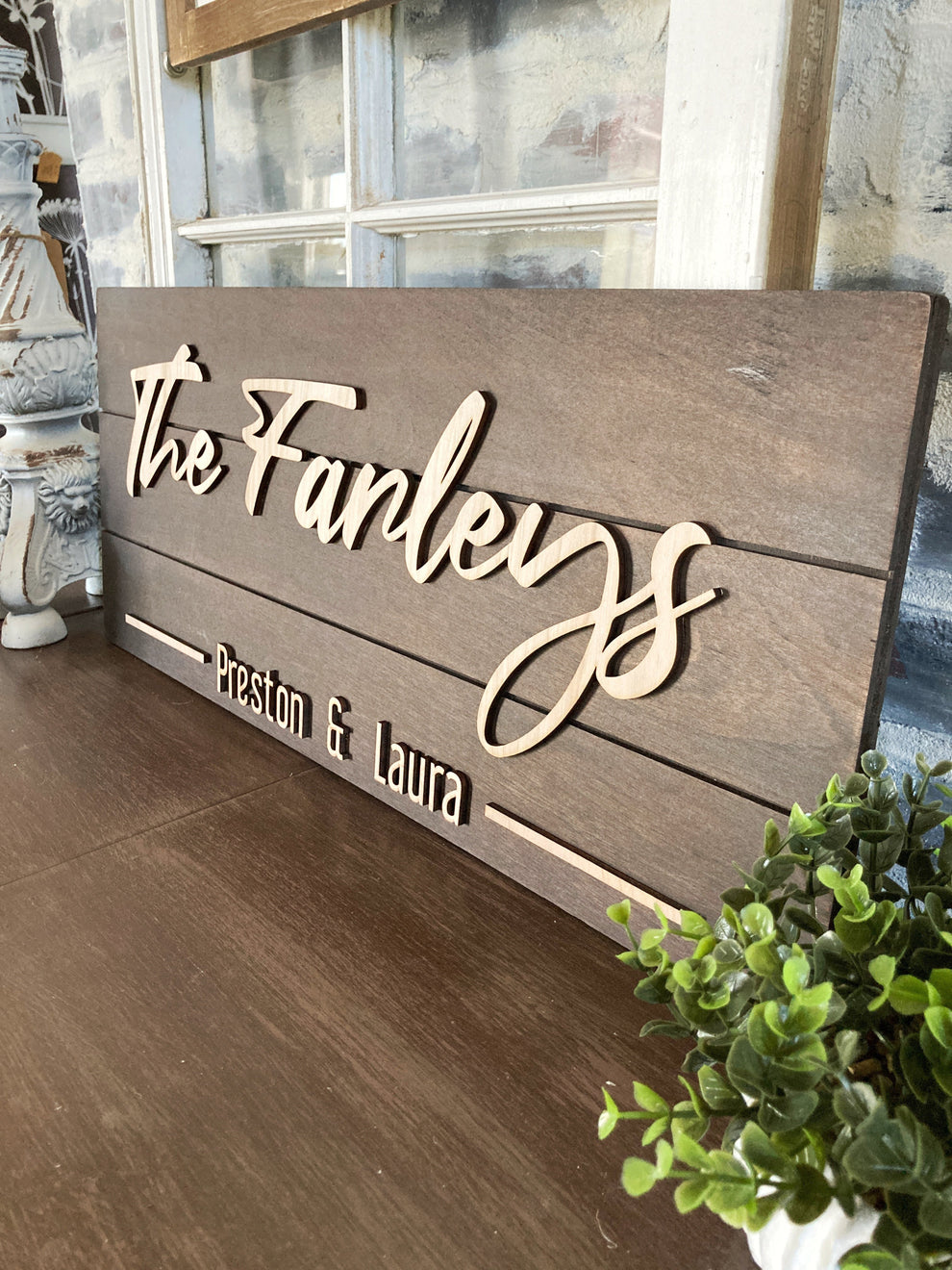 Personalized Family Name Sign with the Couples Names for Weddings or A ...